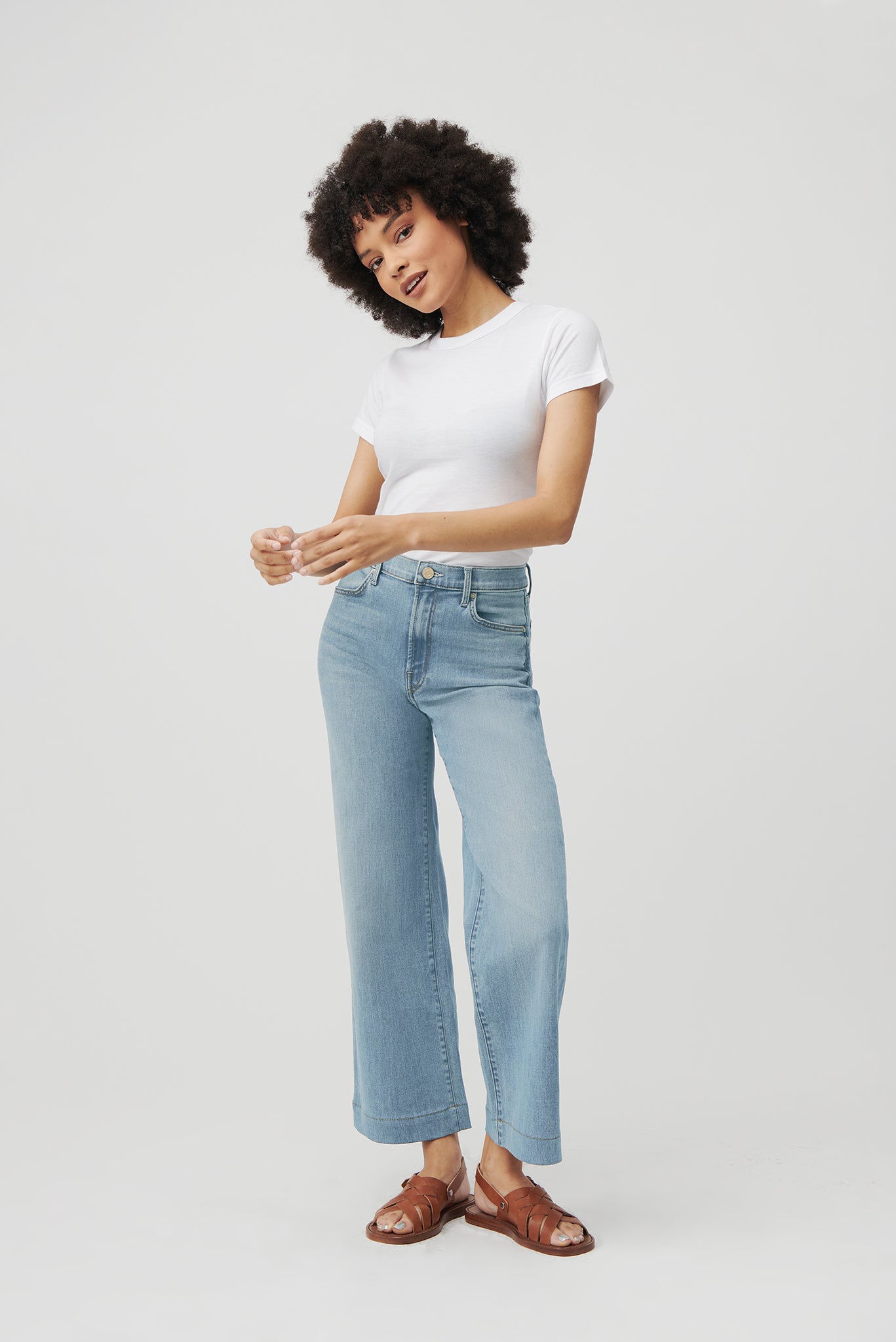 The Malibu Wide Denim Cropped | Cloud – elims