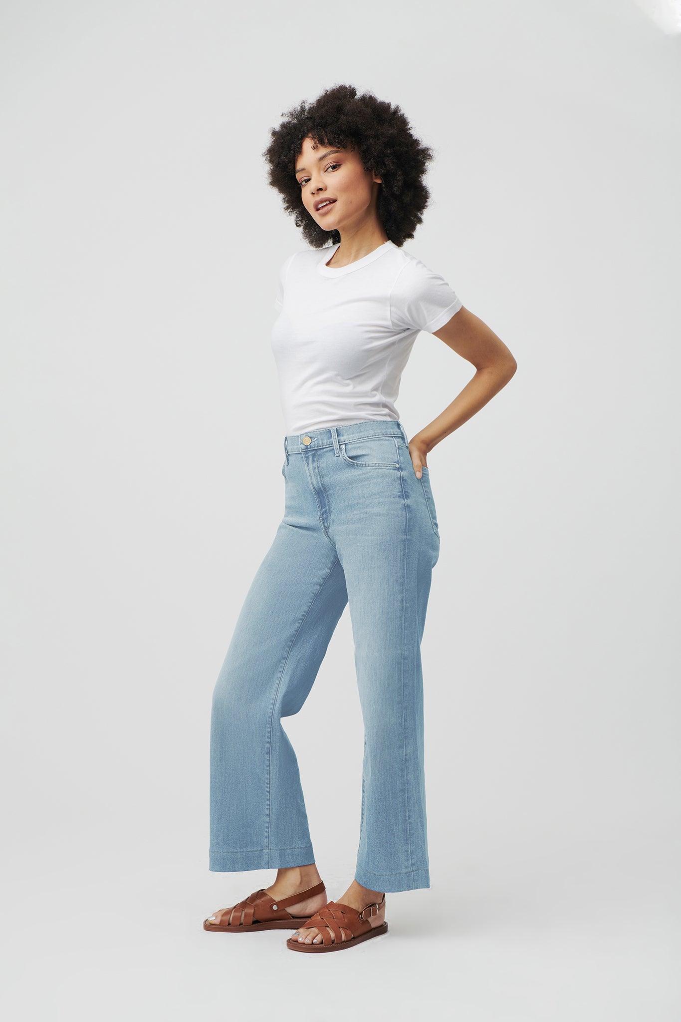 The Malibu Wide Denim Cropped | Cloud – elims