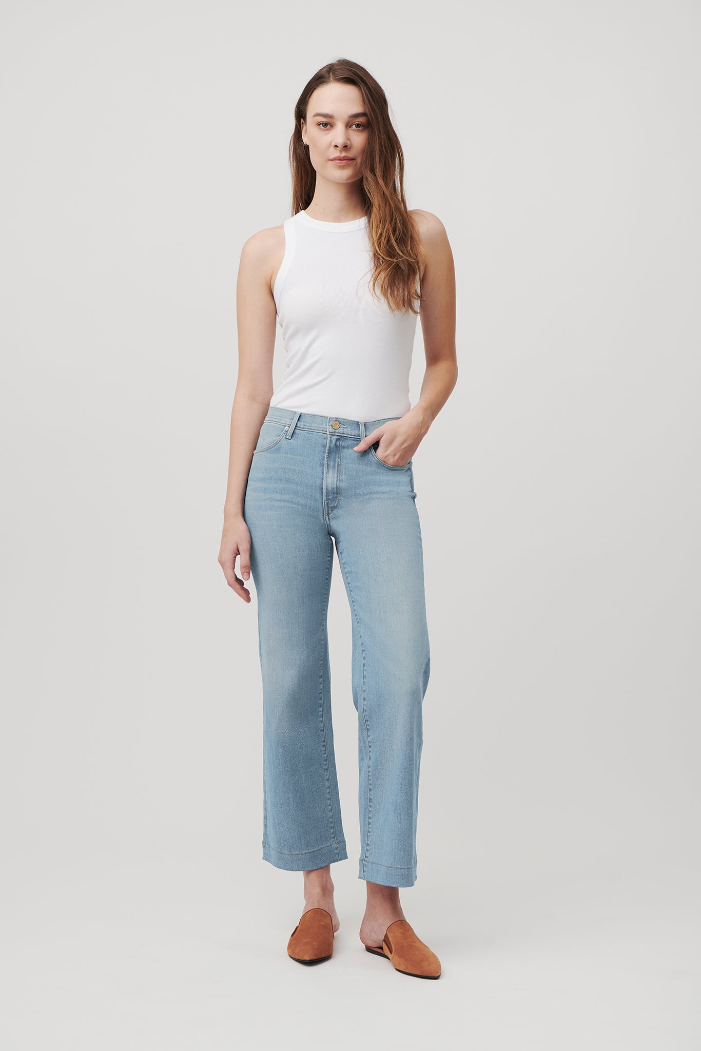 The Malibu Wide Denim Cropped | Cloud – elims