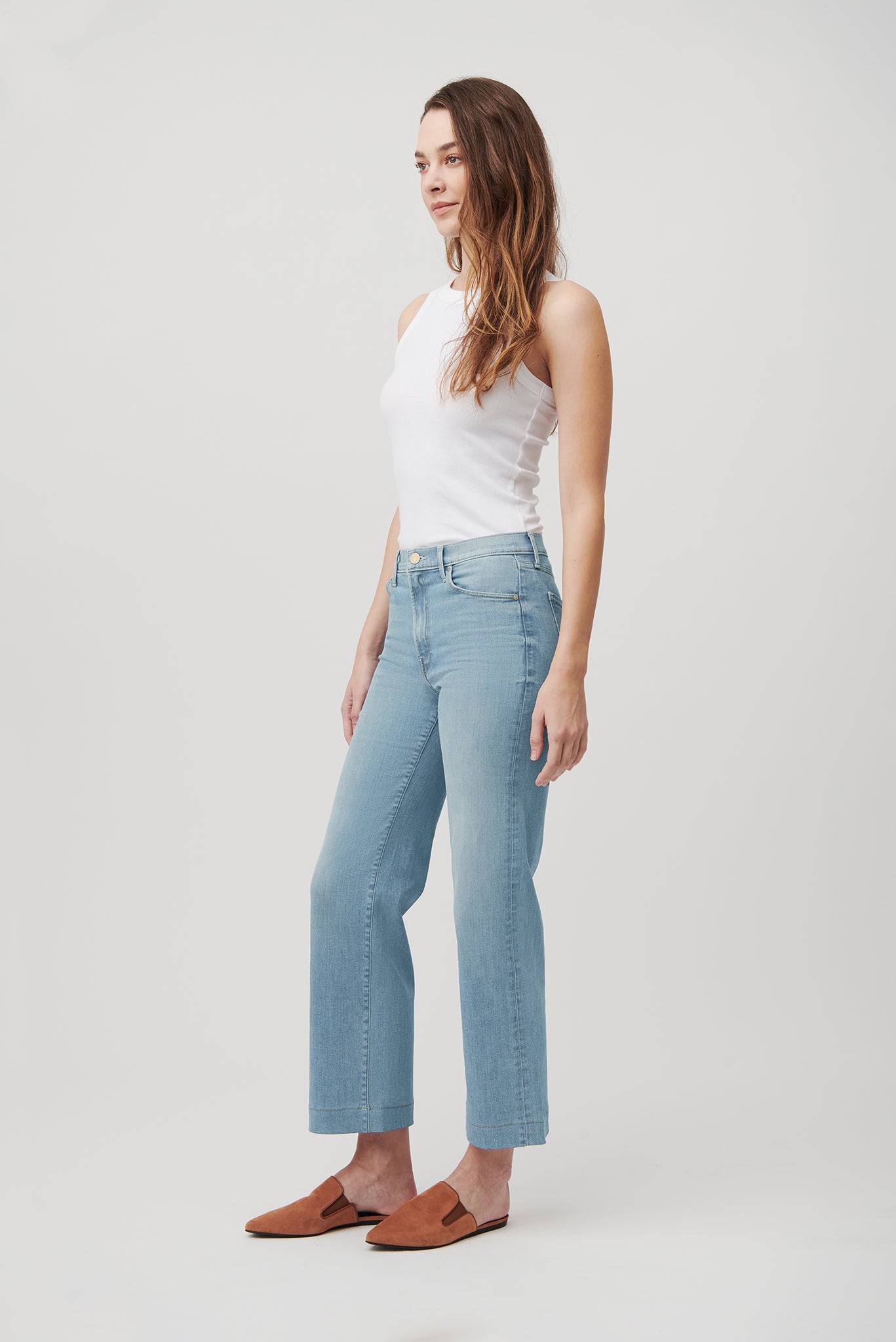 The Malibu Wide Denim Cropped | Cloud – elims